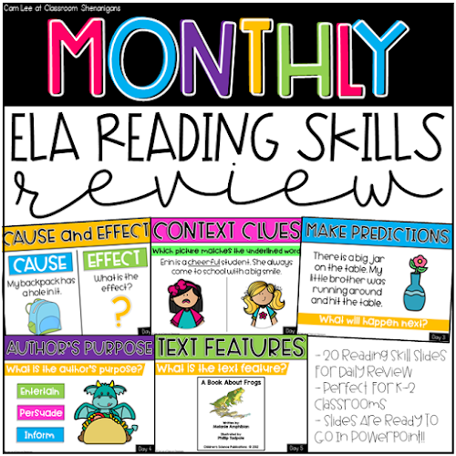 Monthly ELA Reading Skills Review | Classroom Shenanigans