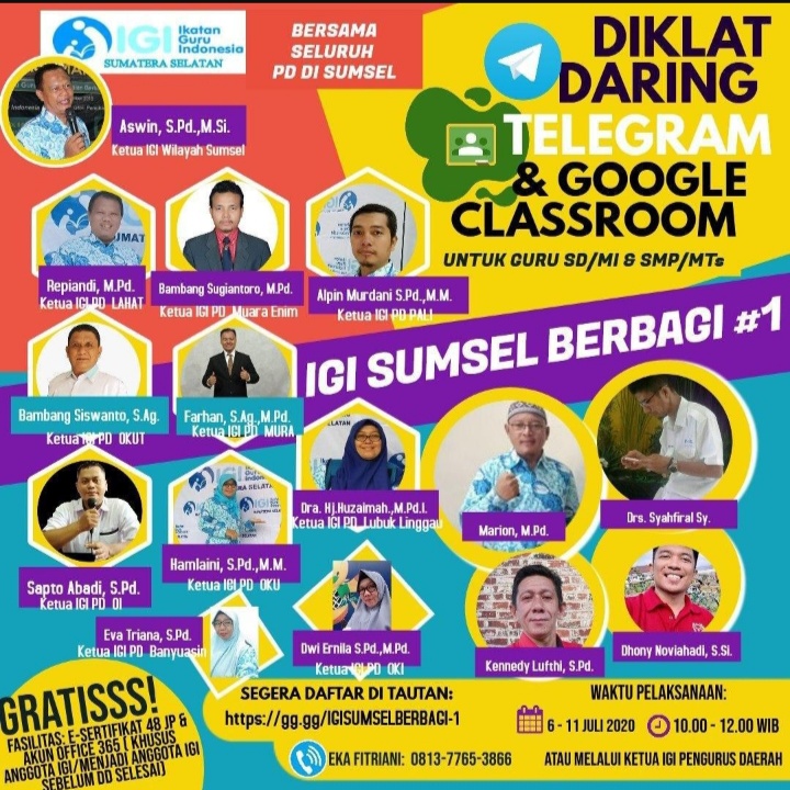 Kesan dan Pesan Peserta Diklat Daring (DD) IGI SUMSEL dan Profilnya
