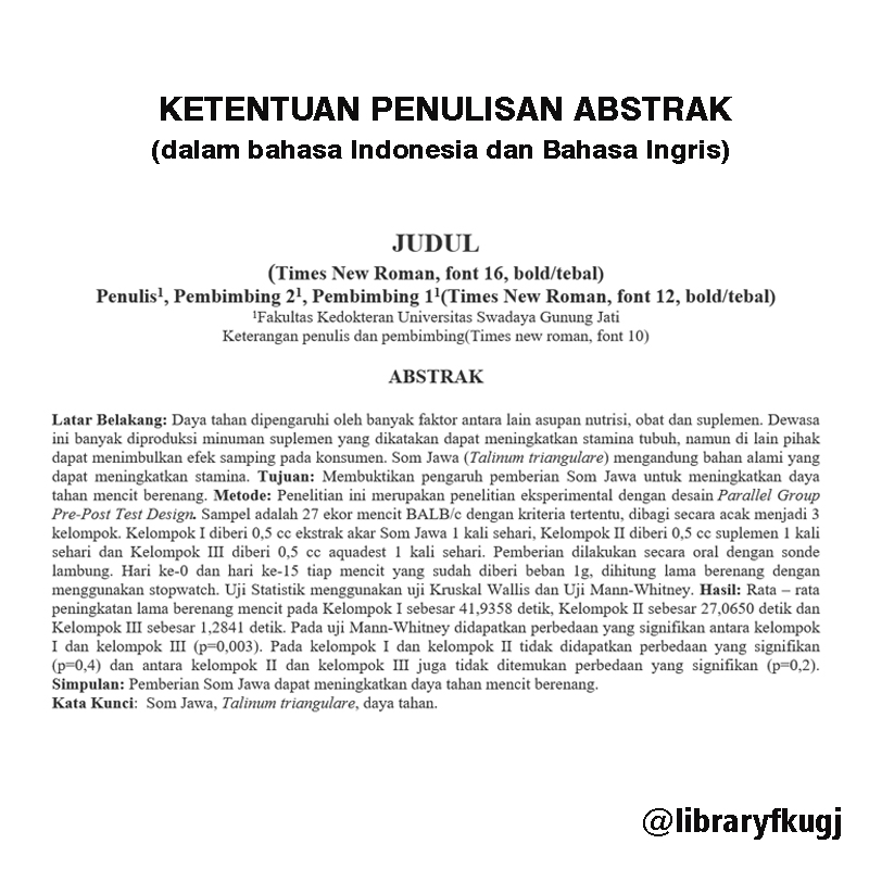 KETENTUAN PENULISAN ABSTRAK (FAKULTAS KEDOKTERAN UGJ) - Perpustakaan FK