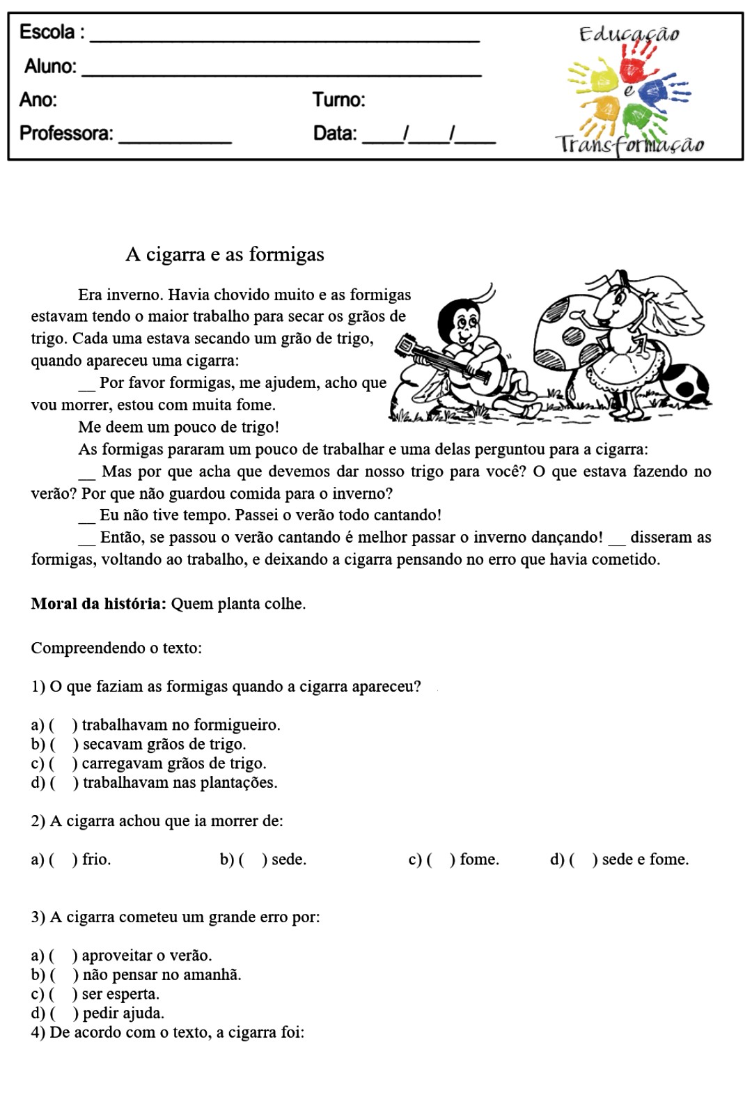 Língua portuguesa: leitura, interpretação e gramática ~ Atividades Língua portuguesa: leitura, interpretação e gramática ~ Atividades