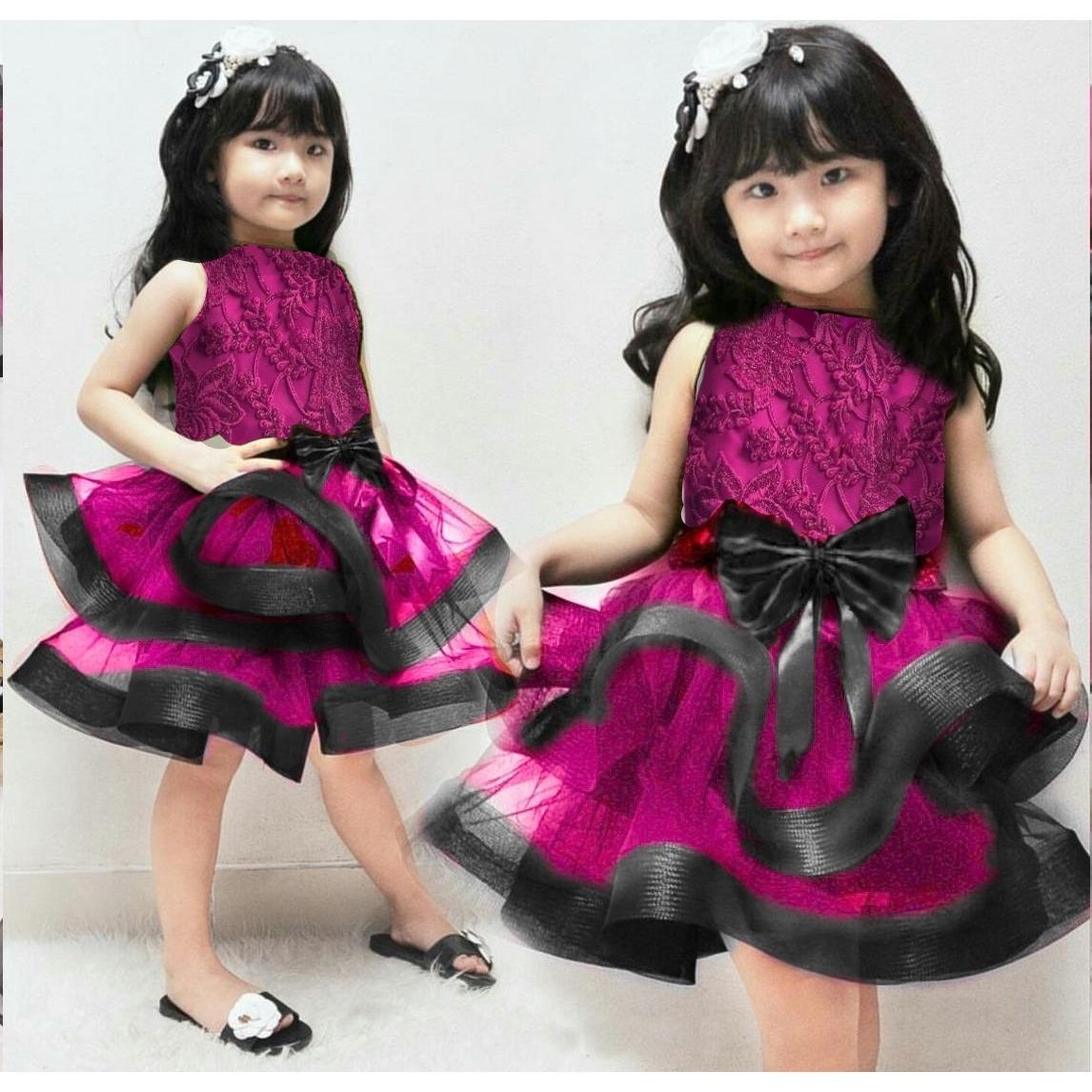 Model Baju Gaun Pesta Muslimah Anak Perempuan Umur 7 - 10 Tahun Bahan ...