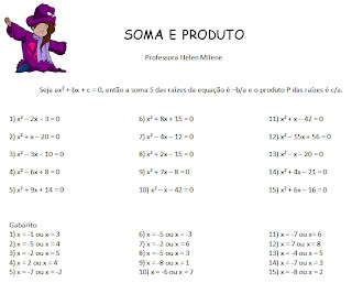 MatemAjuda "A matemática é linda": Soma e produto