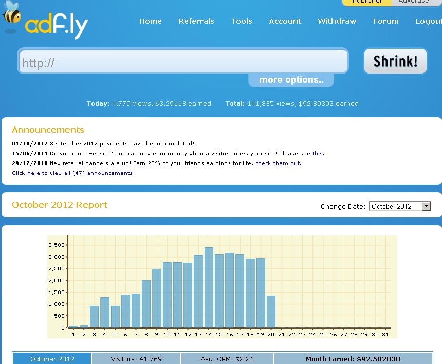 Advertising Publishers: Adf.ly