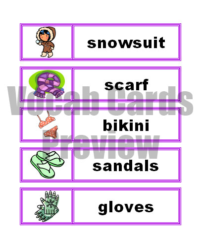Snip Snap Scraps: Clothing Word Wall Vocab Cards