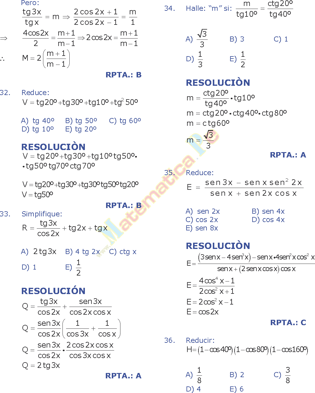 RAZONES TRIGONOMÉTRICAS DE ARCO DOBLE EJERCICIOS RESUELTOS
