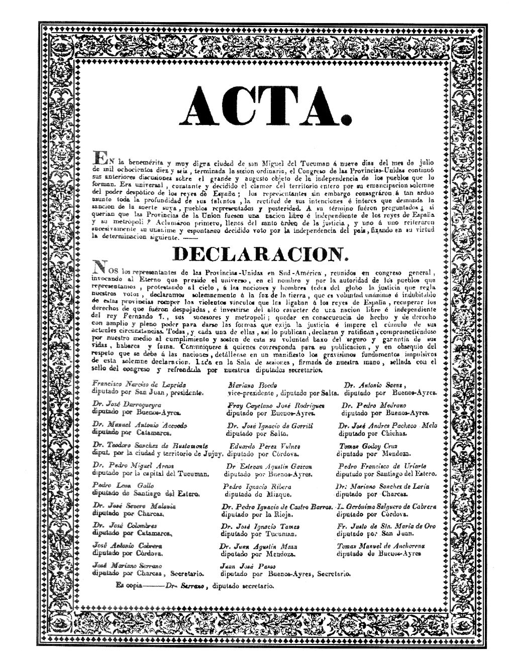 EDUCACIÓN PRIMARIA: ACTA DE LA INDEPENDENCIA ARGENTINA