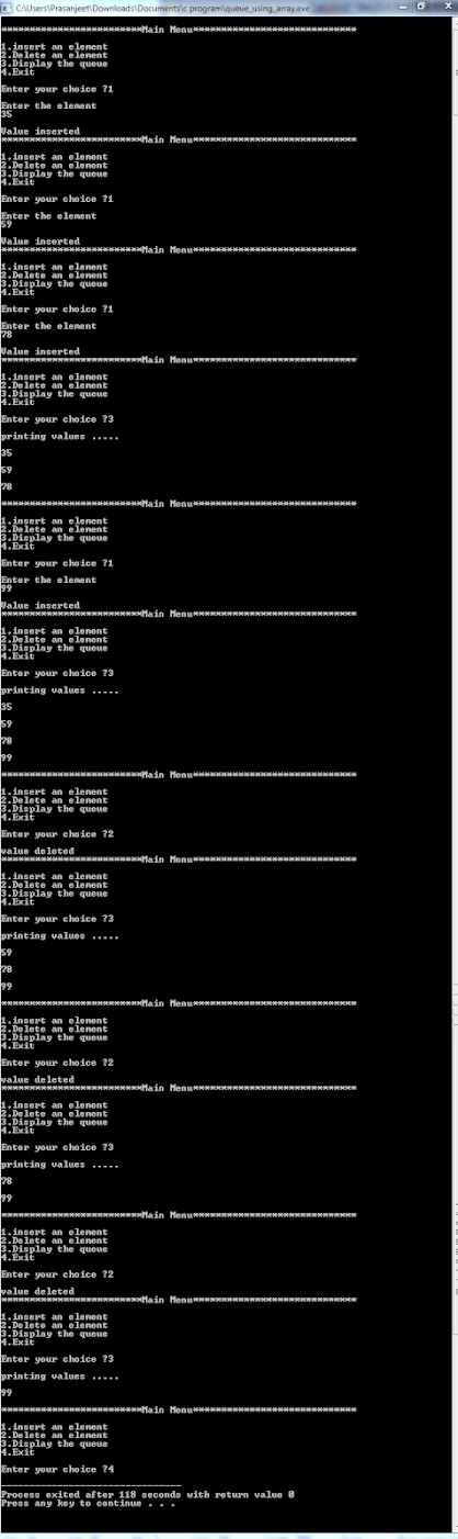 The correct place for easy learning....: Queue Using Array