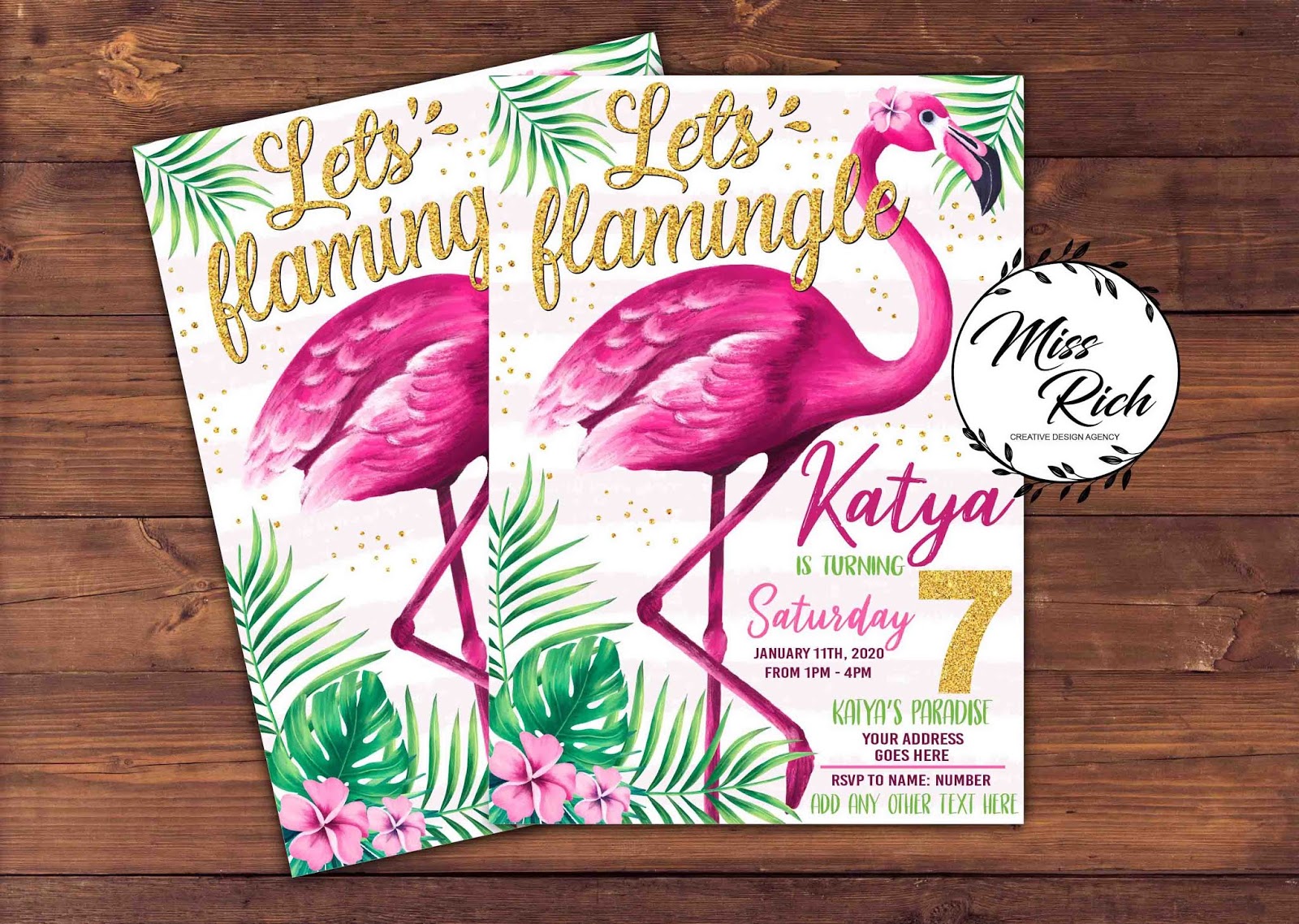 FLAMINGO INVITATION - Miss Rich