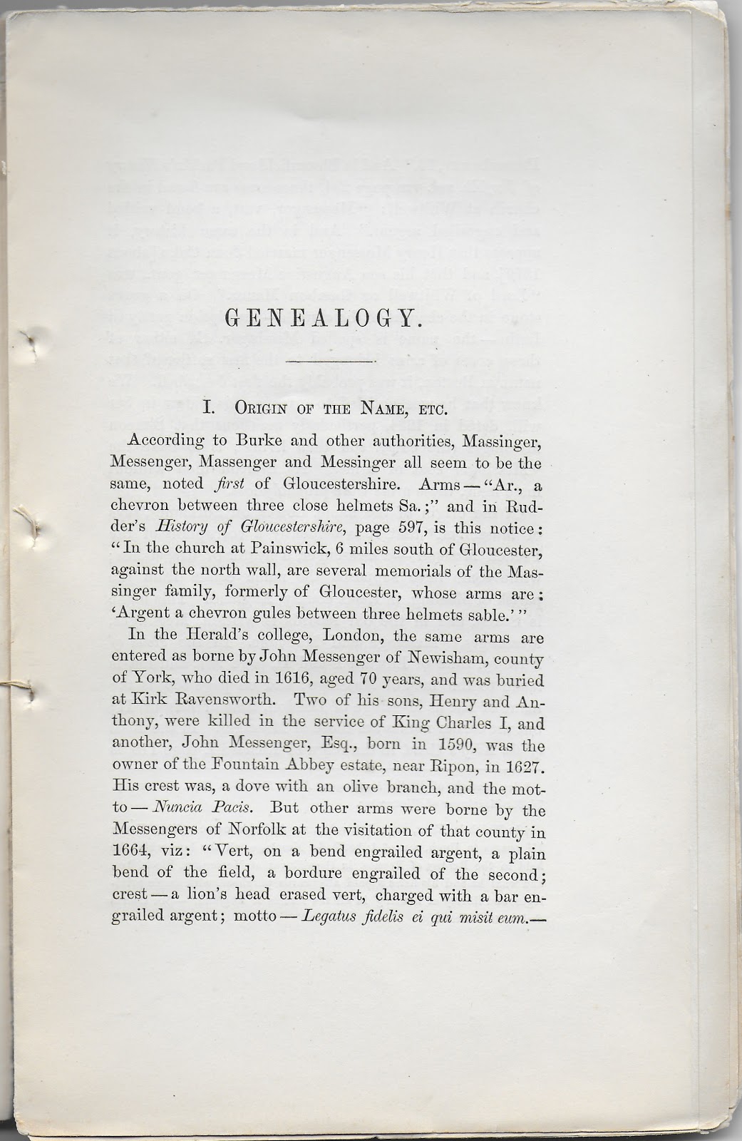 Heirlooms Reunited: 1863 Booklet: Genealogy of the Messinger Family, by ...