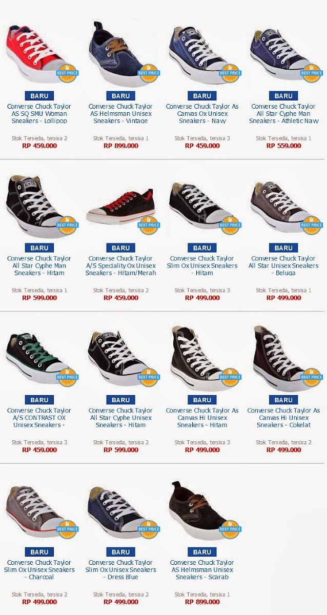 Daftar Harga Sepatu CONVERSE Lengkap Terbaru - Heri Jaya