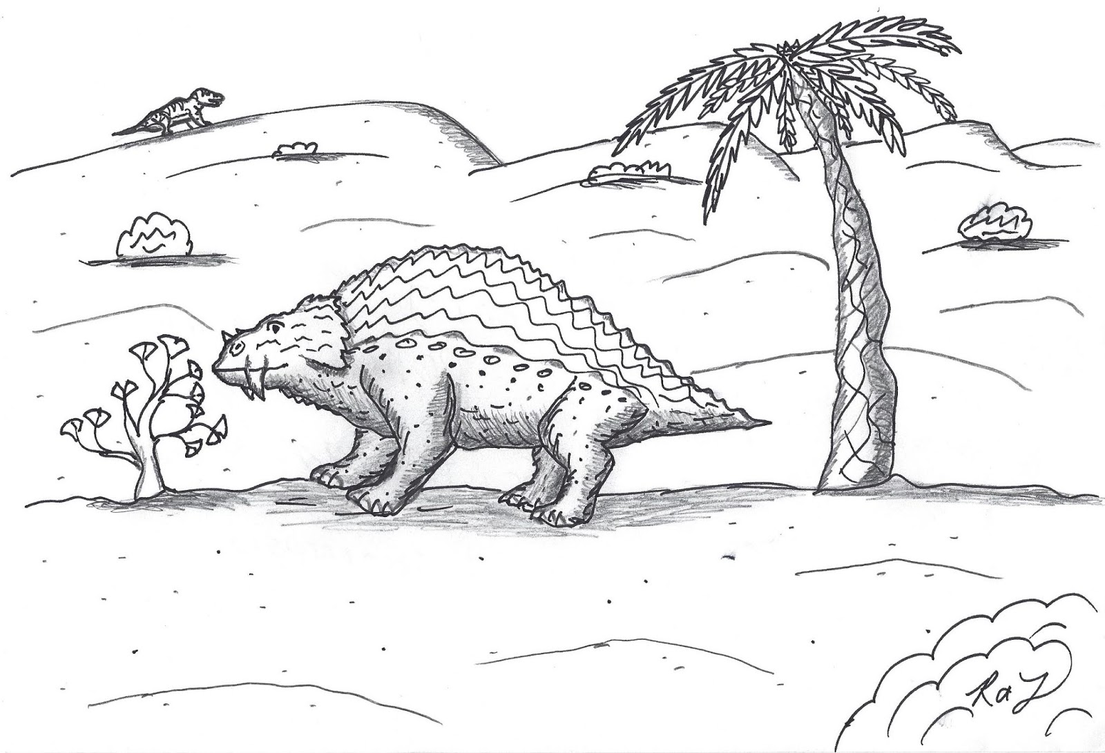 Robin's Great Coloring Pages: Gorgonopsid and Scutosaurus coloring pages