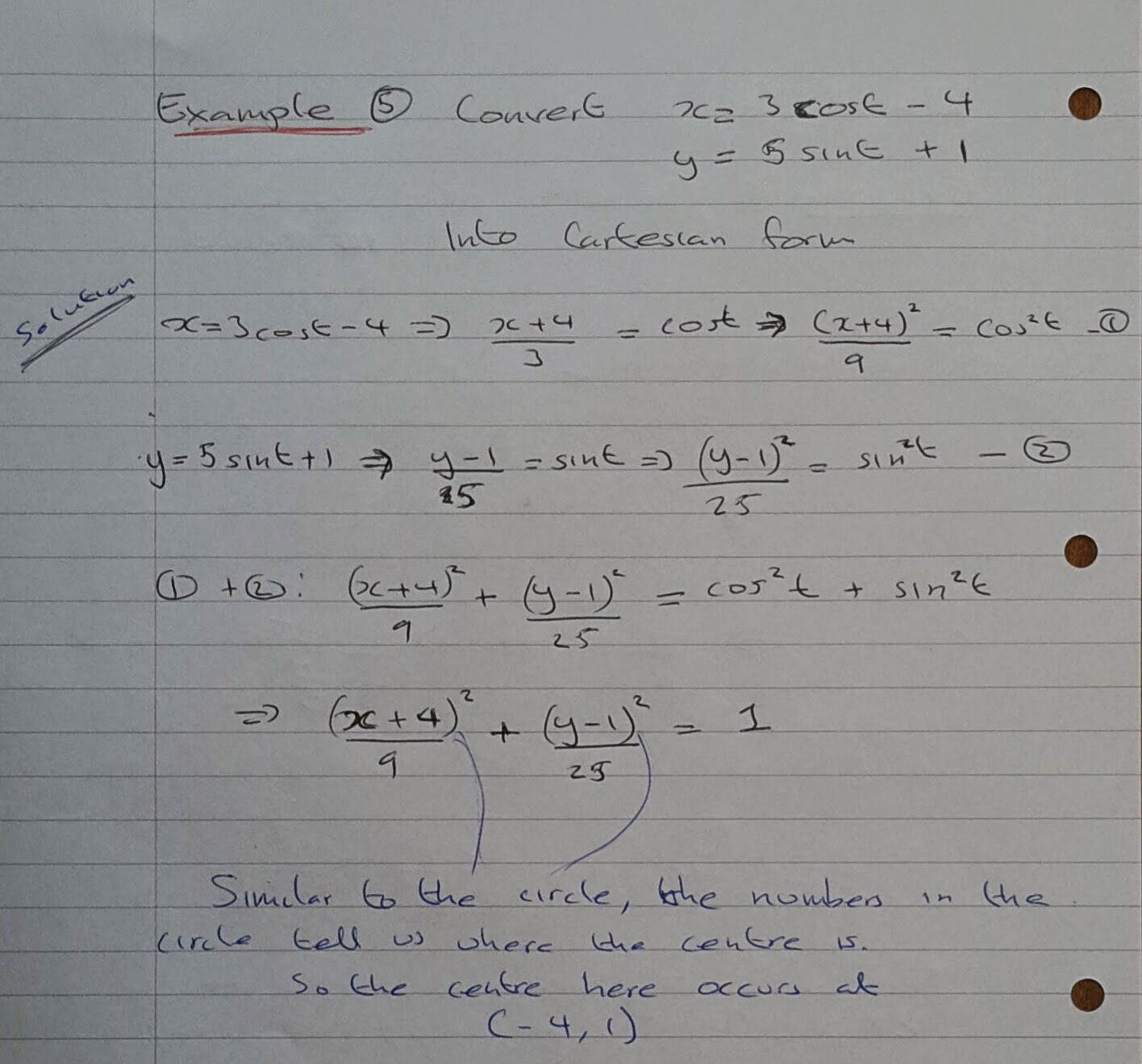 A Level Maths Notes: A2 Parametric Equations - Convert parametric to ...