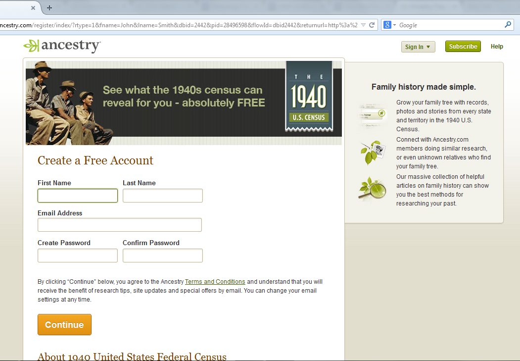 Genealogical Musings: Ancestry.com Myths: No Free Account Without Trial
