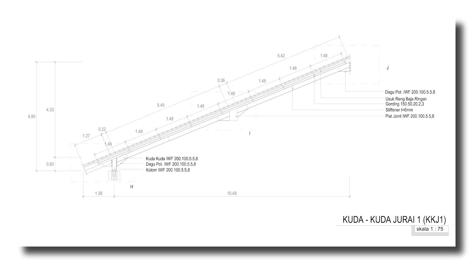 Kuda Kuda baja Bangunan Sederhana Bentang 15 m