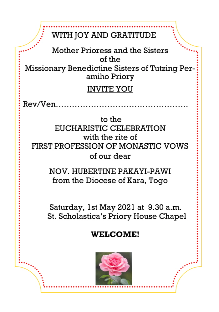 Please pray for the First Profession in Peramiho