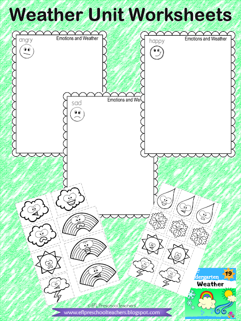 ESL/EFL Preschool Teachers: Weather Unit worksheets for Kindergarten ...