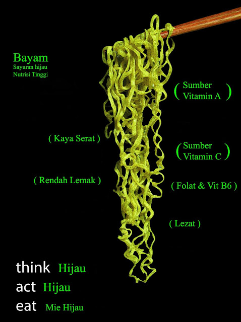 MIE IJO: Mie Hijau & Bayam serta manfaatnya