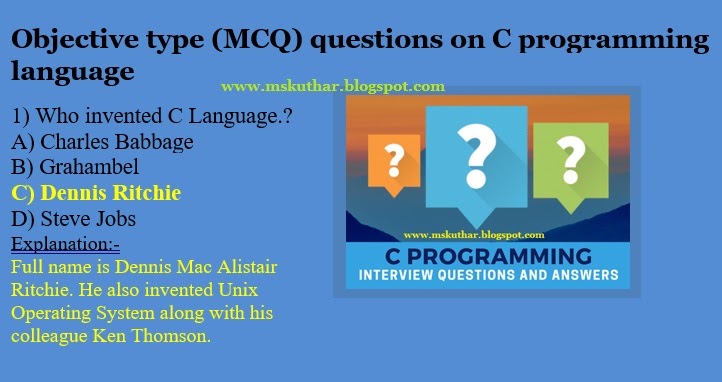 Objective Type MCQ ions On C Programming Language Part 1 Objective Type MCQ ions On C Programming Language Part 1