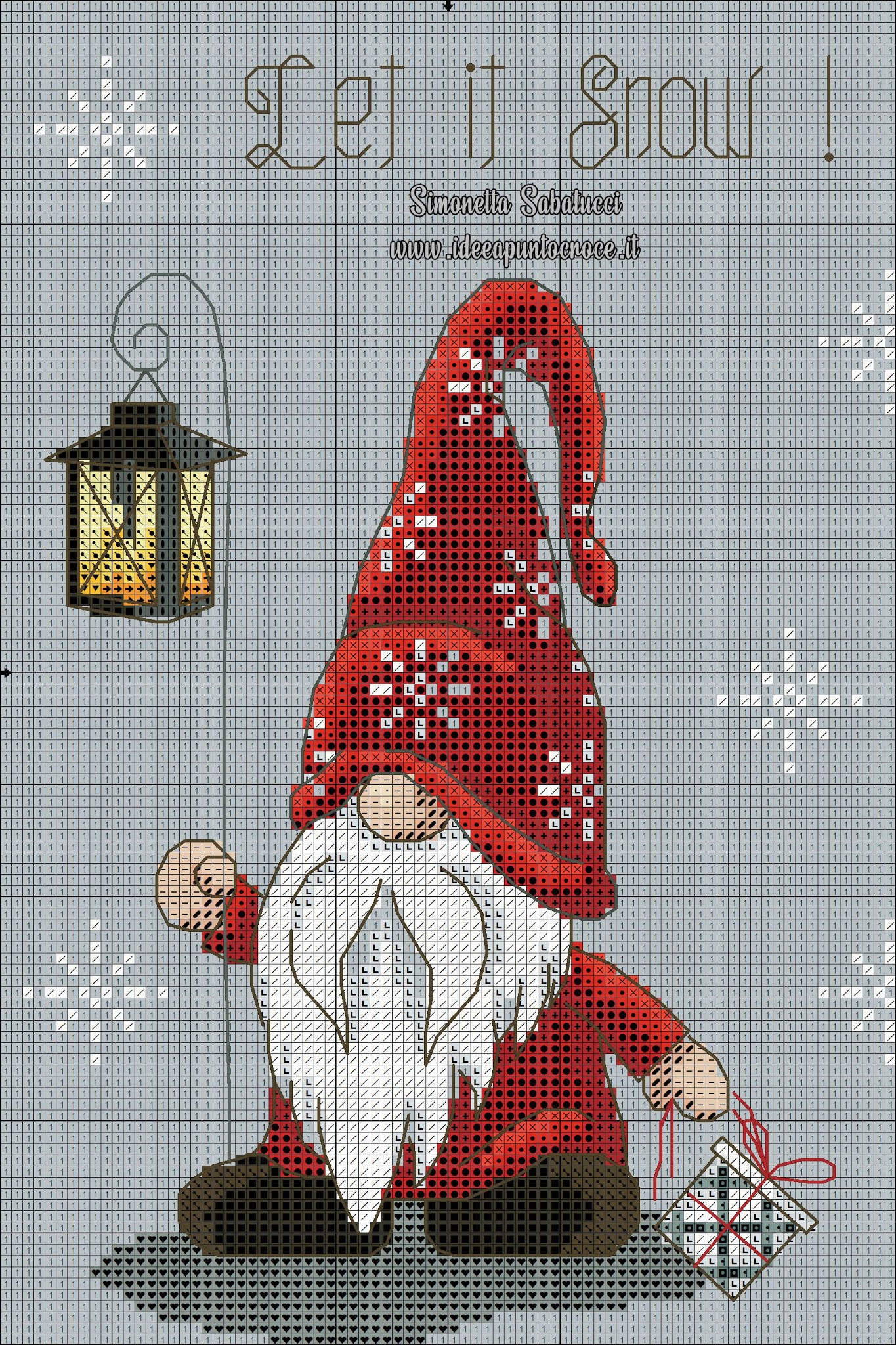 GNOMO CON LANTERNA SCHEMA PUNTO CROCE