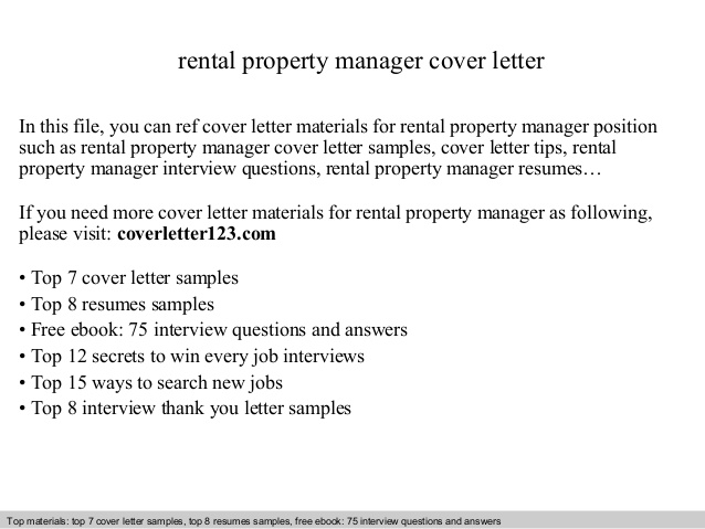 Sample Cover Letter For Rental Application - Cover Letter