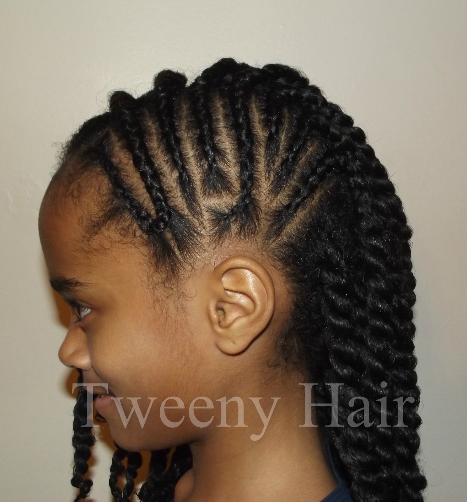 Side Cornrows With Twists