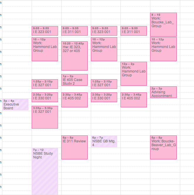 Taylor N. Lacey: Engineering Life: Google Calendar