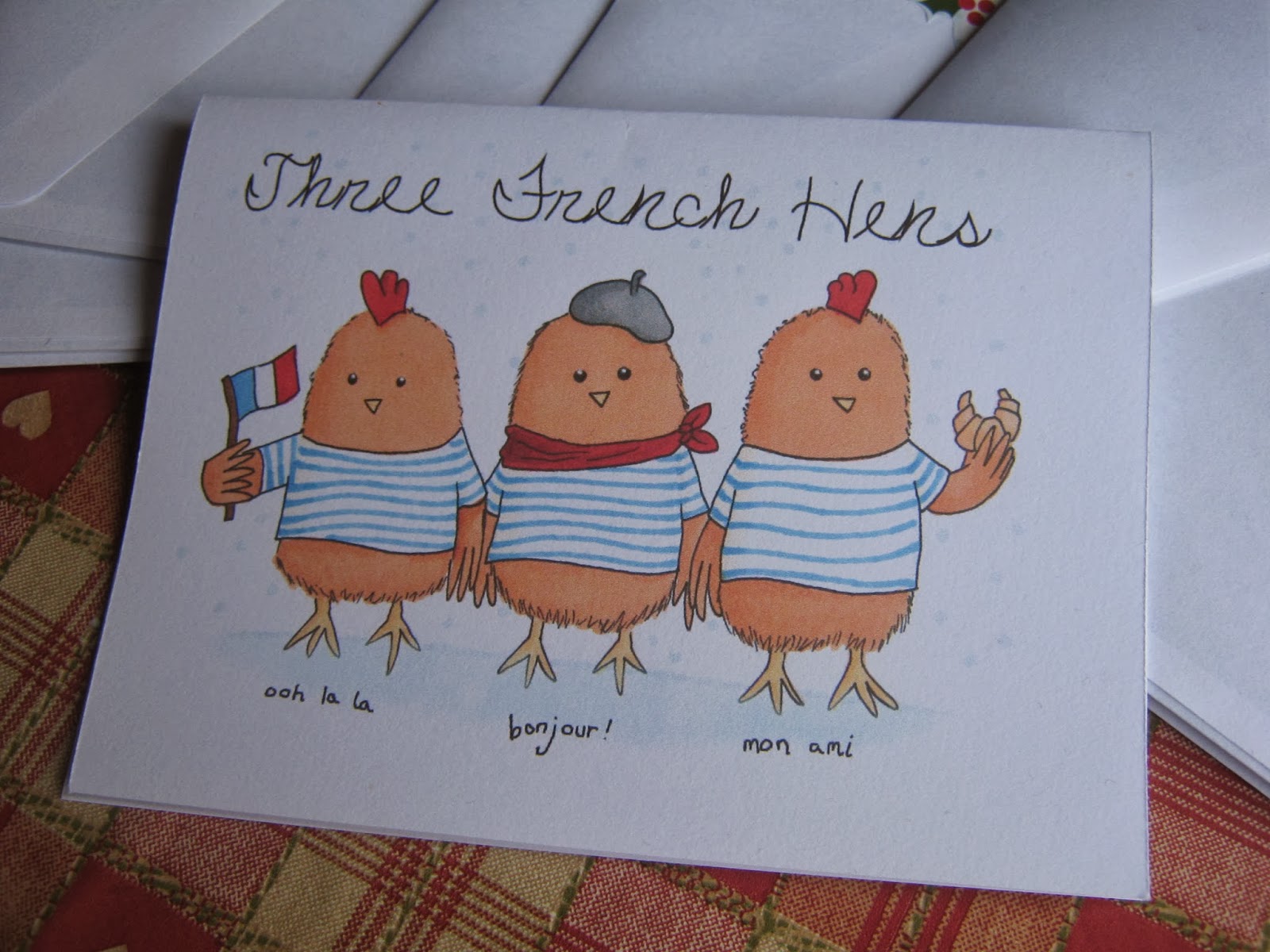 Handmade Christmas Cards - Three French Hens | Awake + Make | A Blog ...