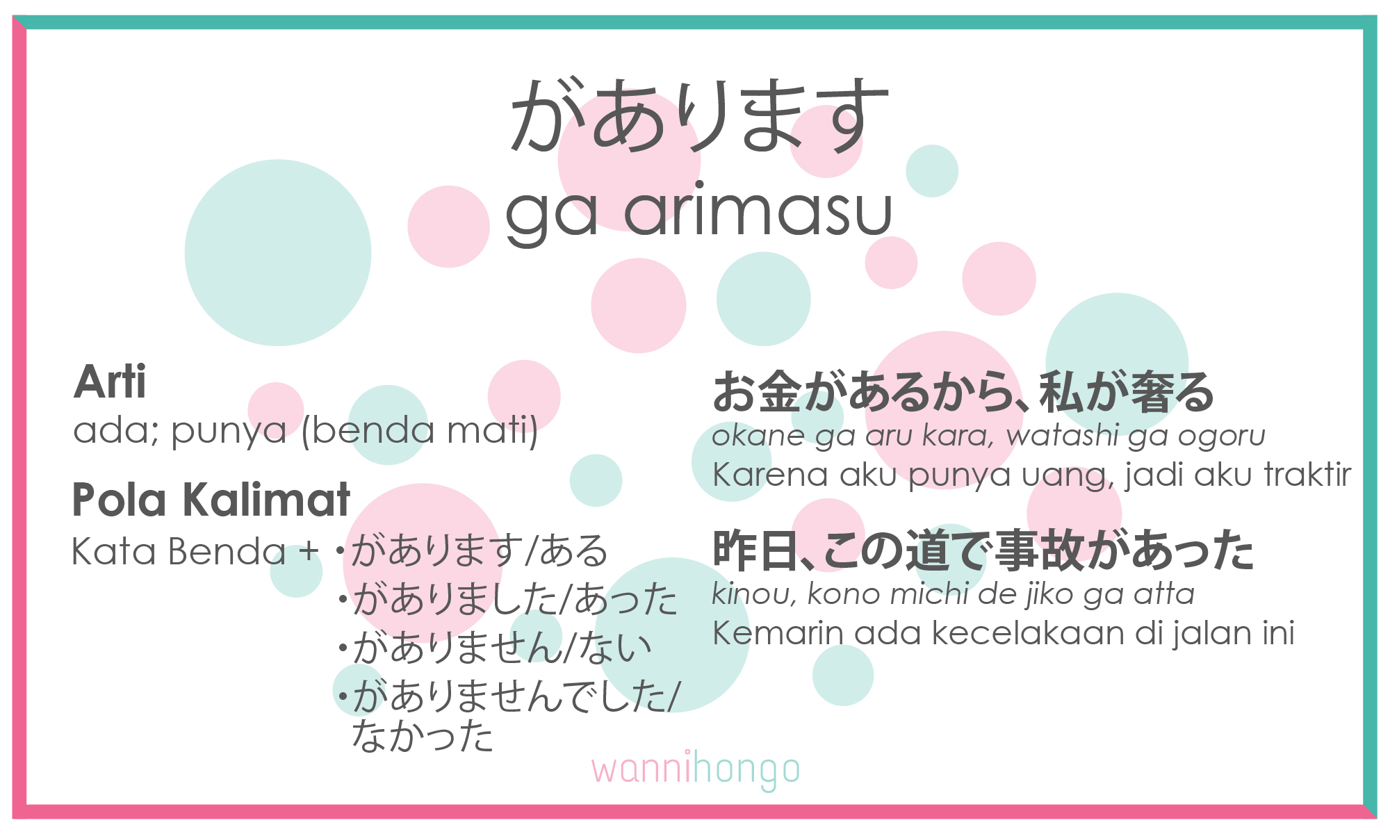 があります (ga arimasu) - Tata Bahasa Bahasa Jepang N5 | Wannihongo
