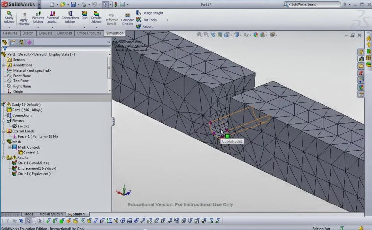 Solidworks simulation: Mesh control, adaptive meshing. - SolidWorks Share