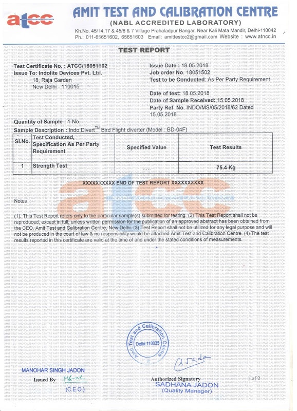 Test Certificates by Govt Accredited Laboratory