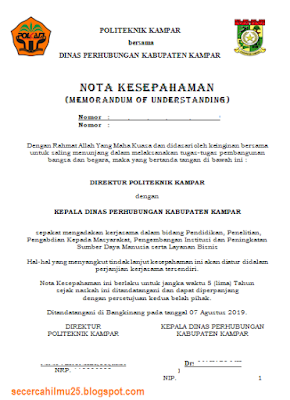 Contoh Format MoU Kerjasama Lembaga Pendidikan dengan Instansi ...