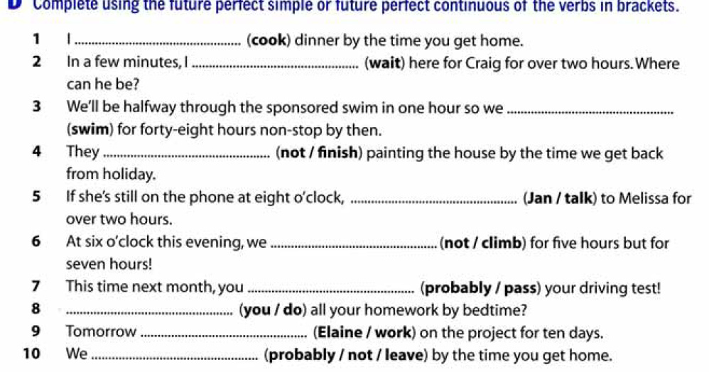 Future tenses- test