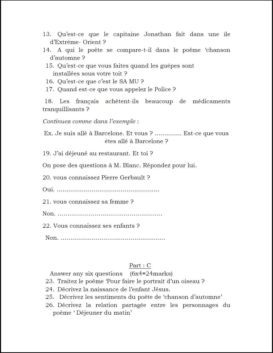 Kerala University BA/BSc French 2016 Question Paper - University ...