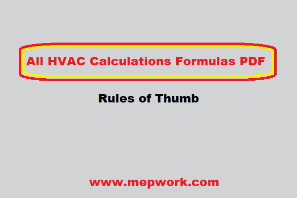 Download All HVAC Design Calculations Formulas PDF