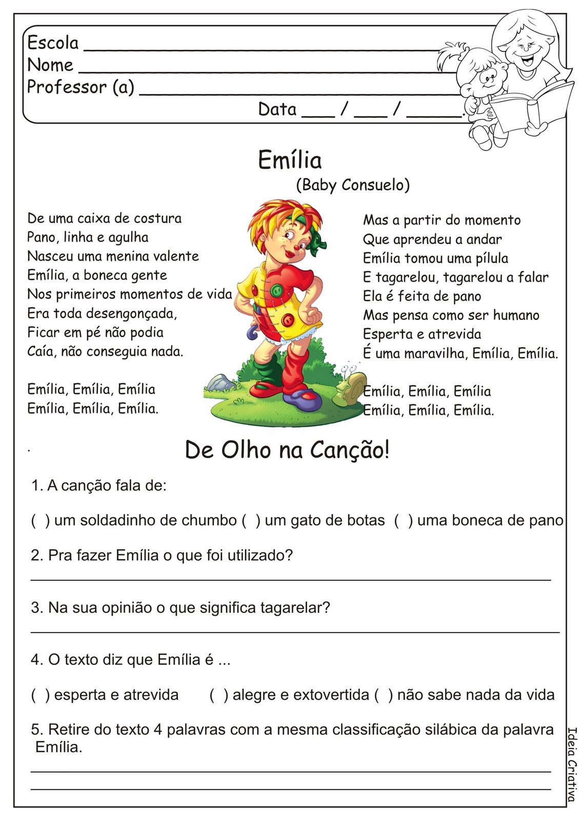 SOSPROFESSOR-ATIVIDADES: Emília