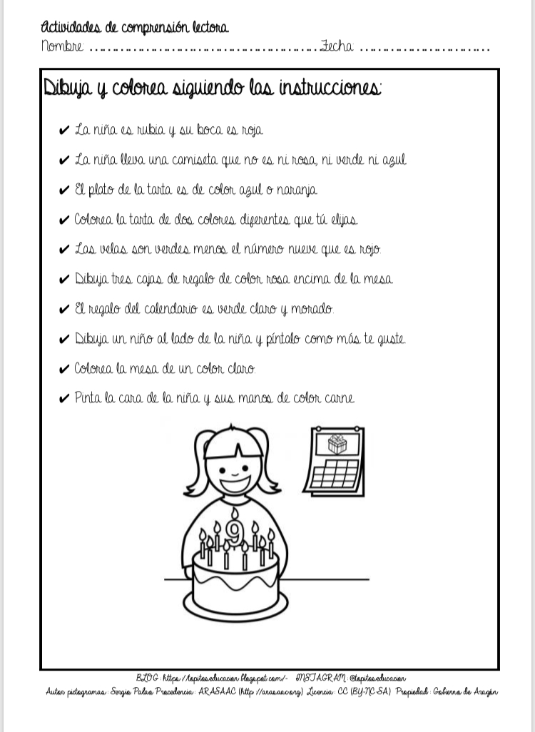 TOPITOS EDUCACIÓN: FICHAS PARA COLOREAR SIGUIENDO INSTRUCCIONES