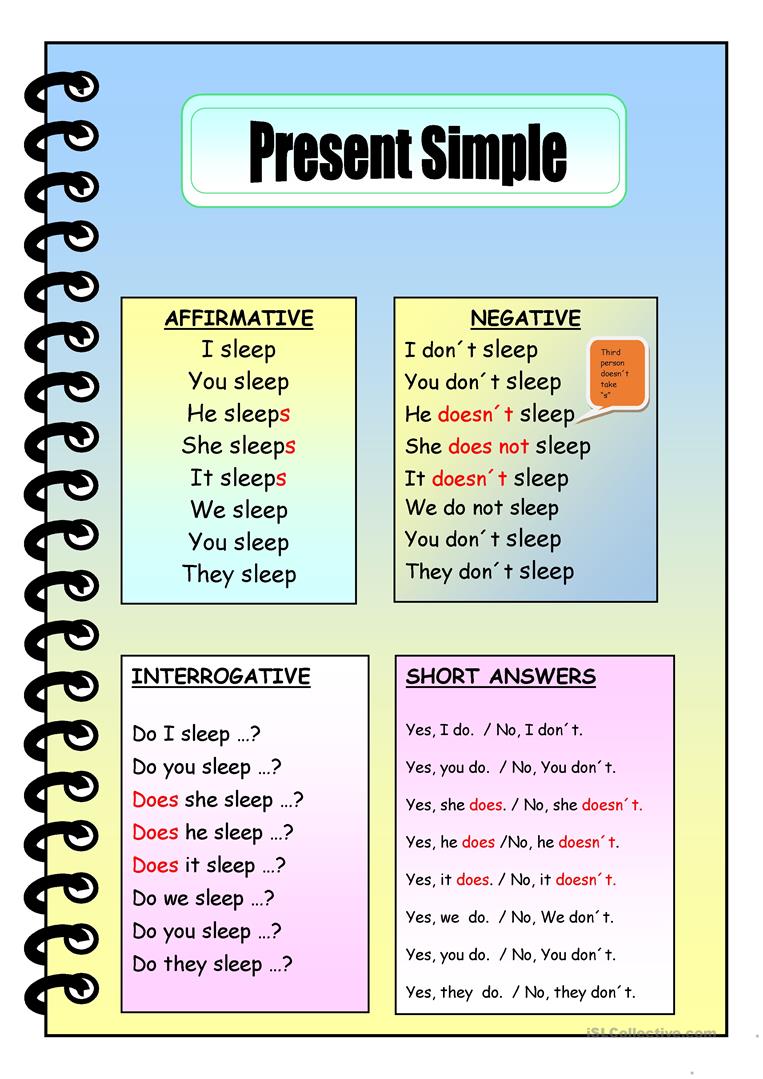 "El Carmen" 3º PRIMARIA: ENGLISH. PRESENT SIMPLE.