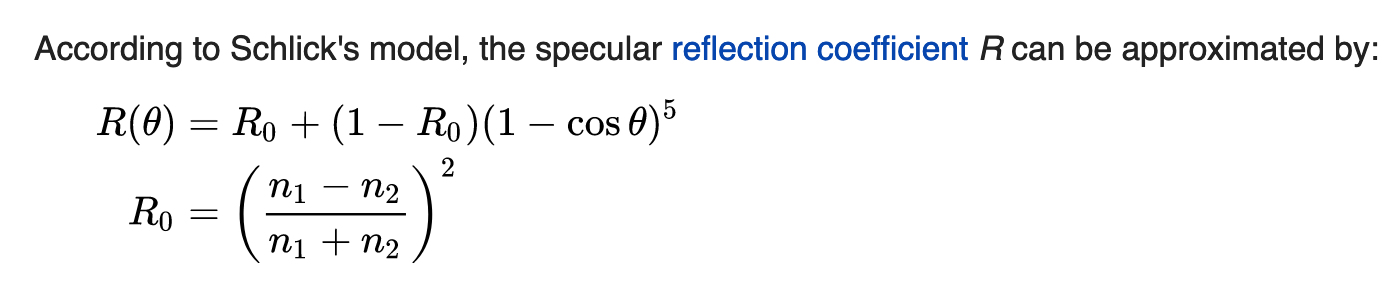 Pete Shirley's Graphics Blog: Fresnel Equations, Schlick Approximation ...