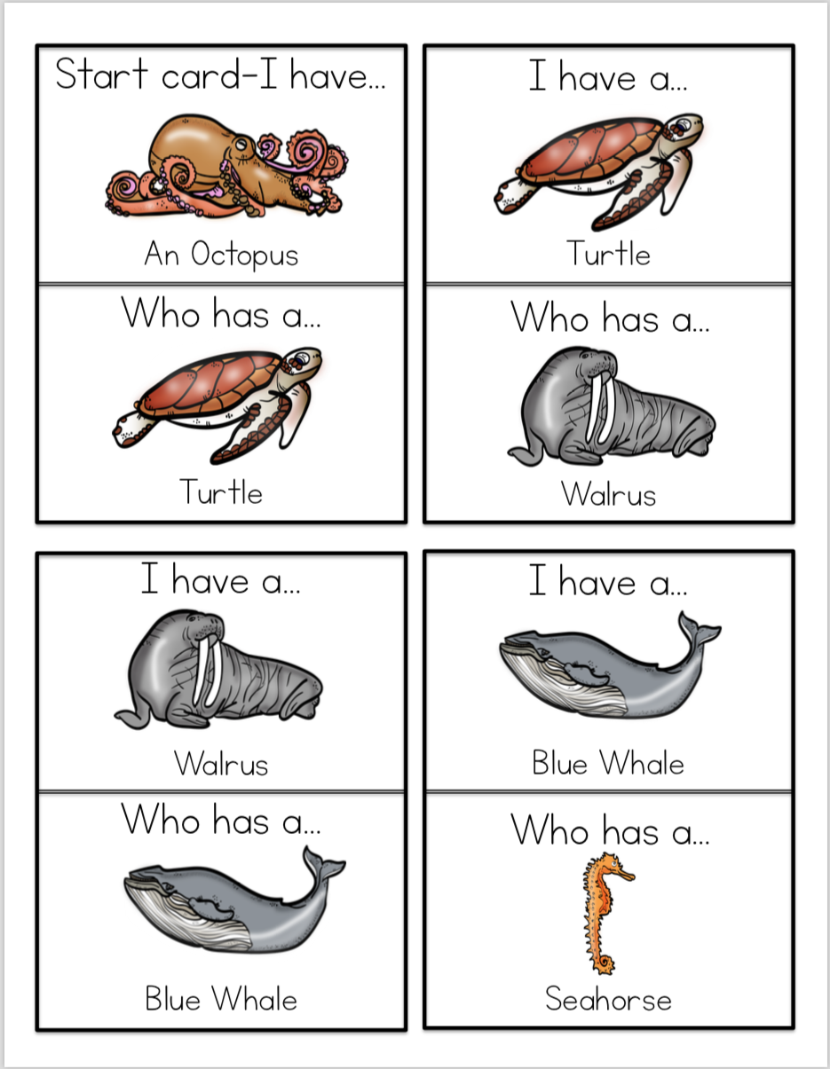 FREE OCEAN I HAVE...YOU HAVE...CARDS ~ Book Units by Lynn