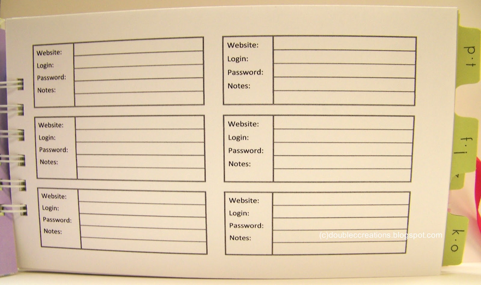 Double C Creations: Shhh, It's a Secret - Password Book