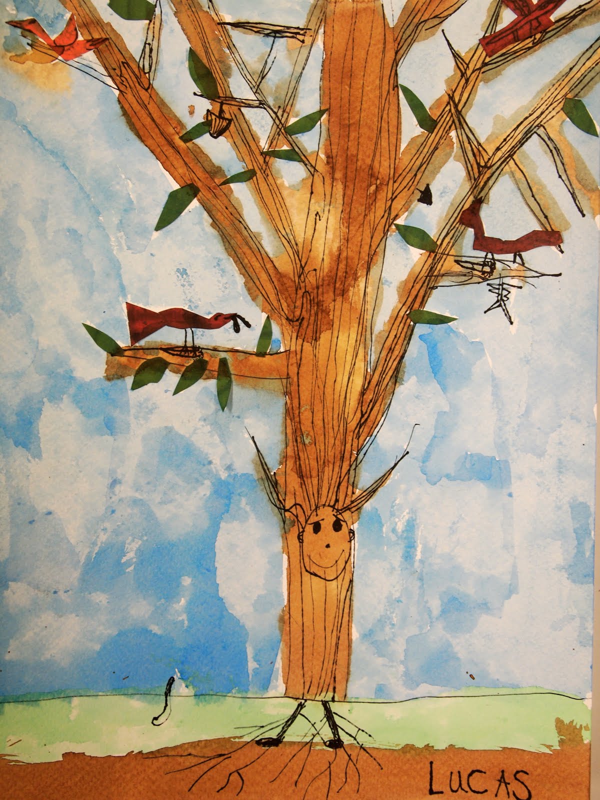 new city arts: first grade tree portraits