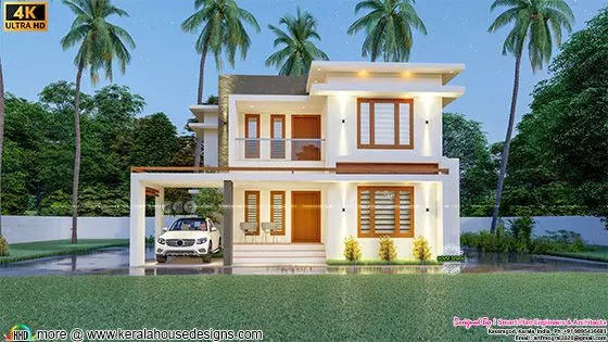 Awesome 3d rendering of front and side view of modern house - Kerala ...