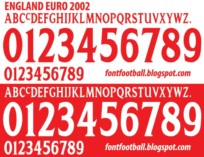 FONT FOOTBALL: Font Vector England Euro 2002 kit