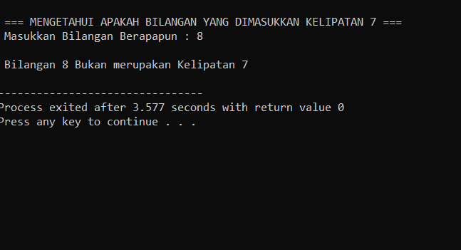 MEMBUAT PROGRAM MENENTUKAN BILANGAN KELIPATAN 7 - Program Bahasa C ...