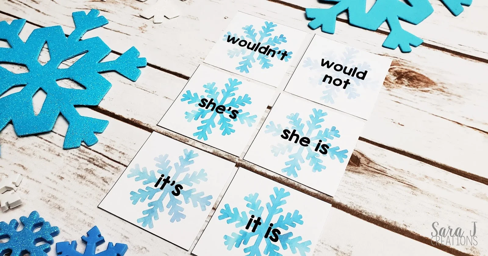 Contractions Matching Game Freebie with a Snowflake Theme | Sara J ...