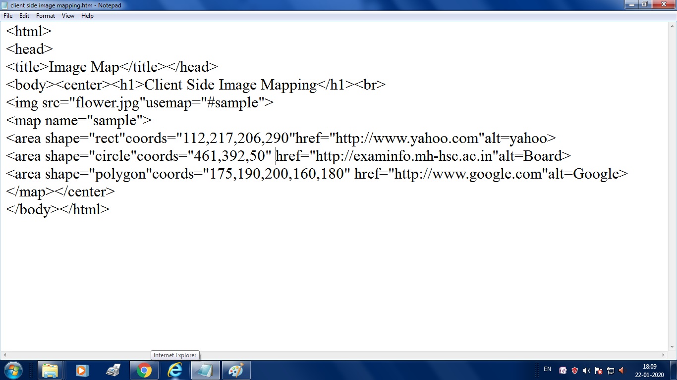 Hyperlink On Webpage Using Client Side Image Mapping