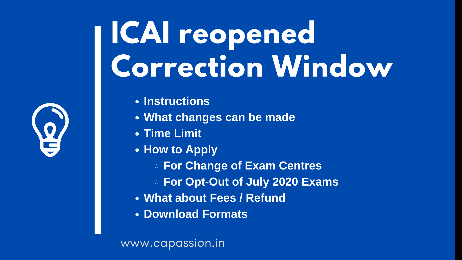 Breaking: ICAI reopened Correction Window for July 2020 Exams