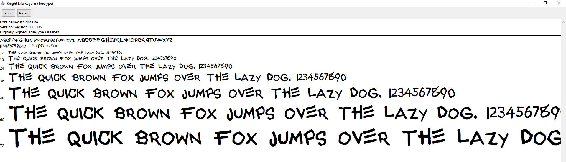 The World of Knight: KNIGHT FONT