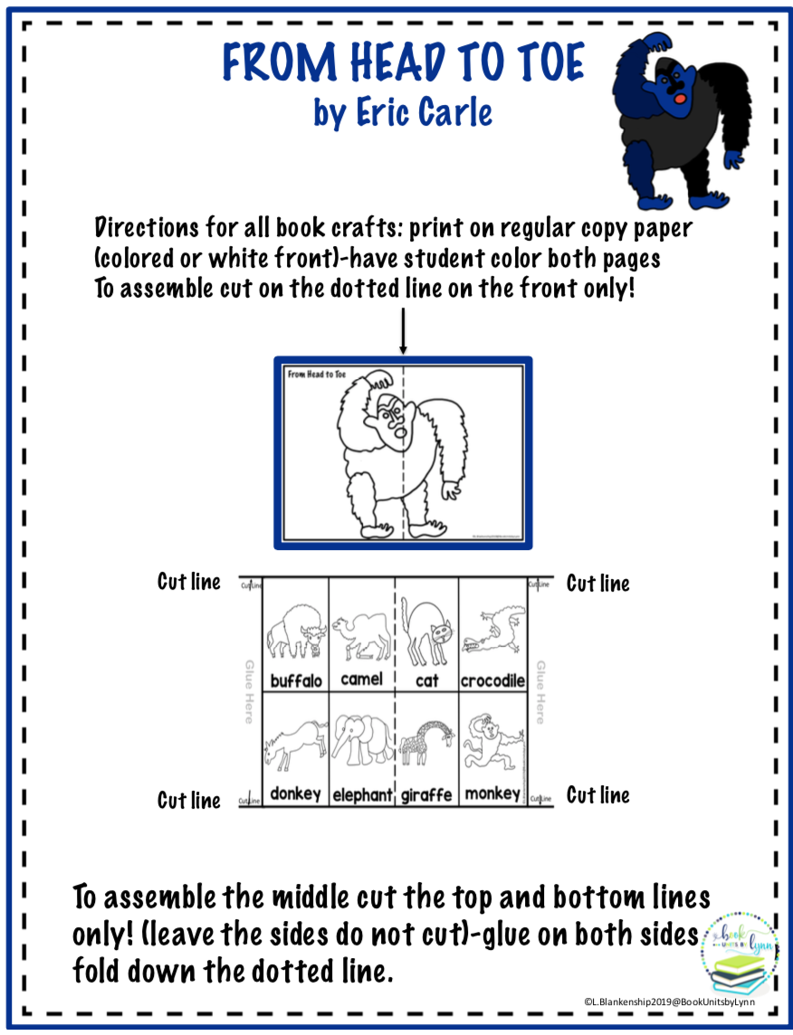 FROM HEAD TO TOE BOOK CRAFT ~ Book Units by Lynn