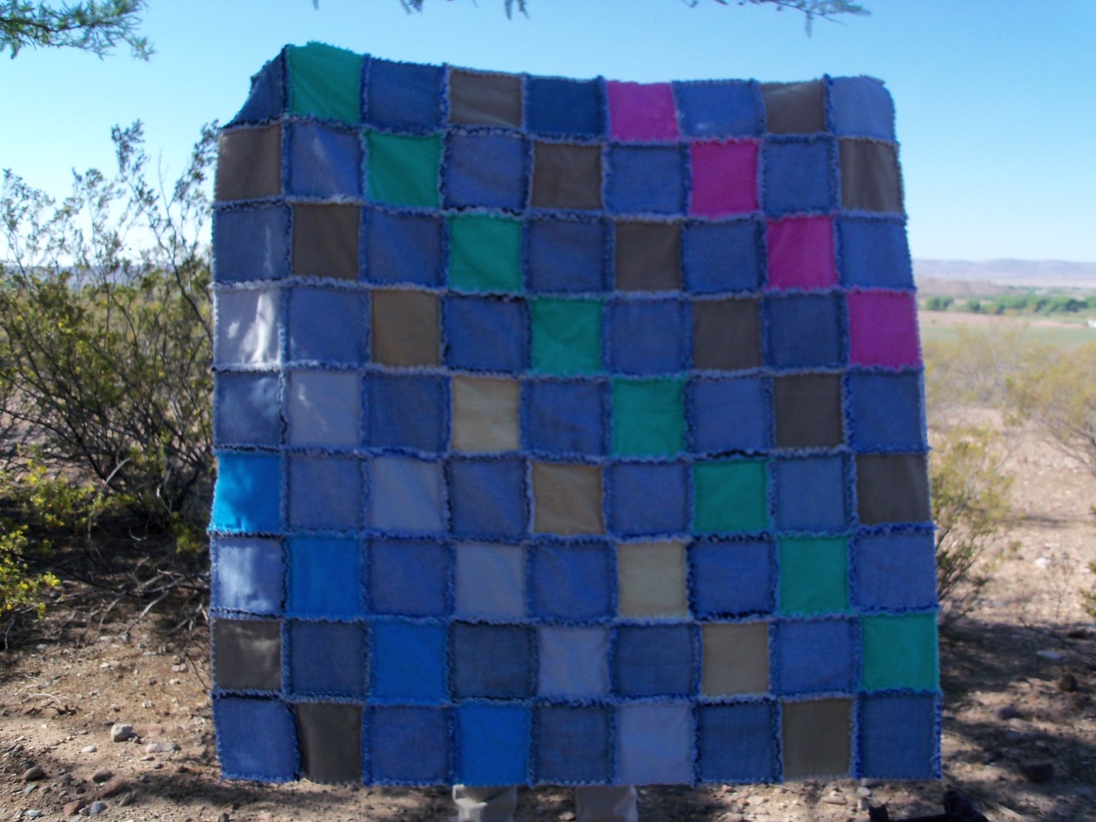 Colleen's Quilting Journey: Denim Rag Rug Charity Quilt